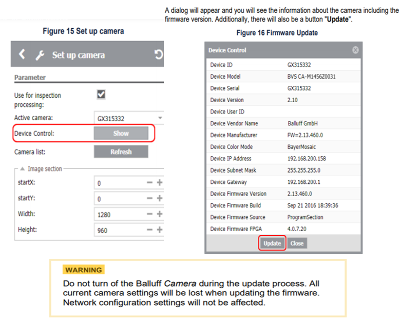 How to update firmware of Balluff camera that is connected to the ...